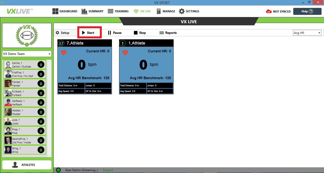 Setting up a VX Live Session – VX Sport
