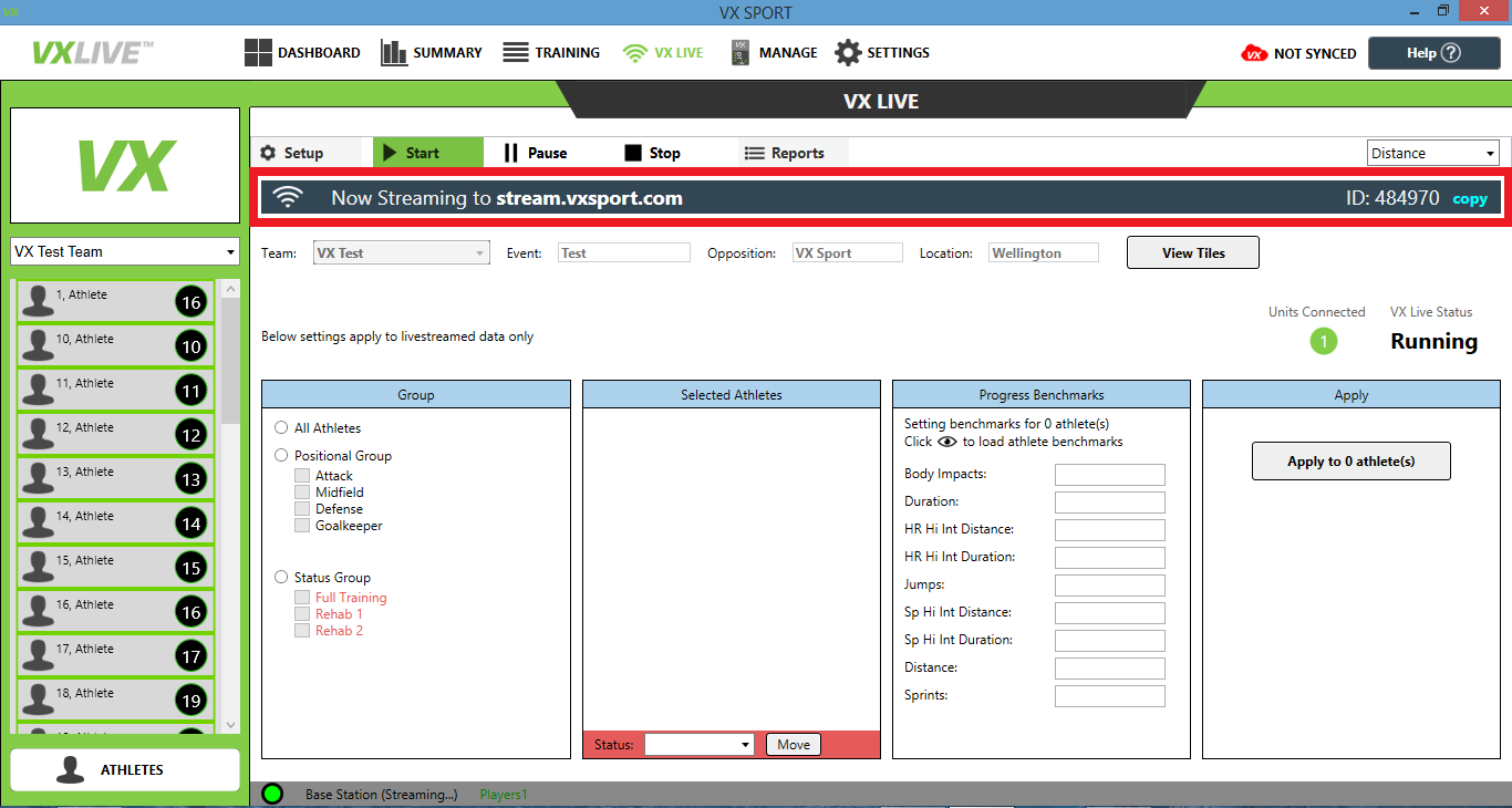 Using VX Live-Stream – VX Sport